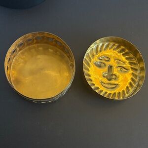 Storage & Organization | Brass Sun Face Jewelry Trinket Box Made In ...